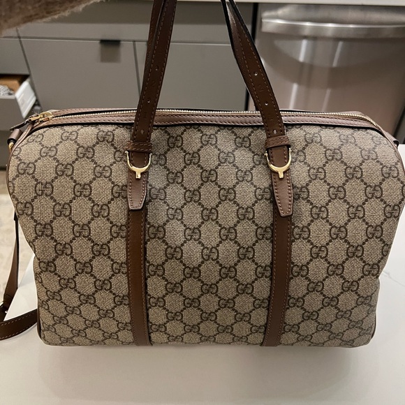 Gucci | Bags | Gucci Monogram Canvas And Leather Handbag | Poshmark